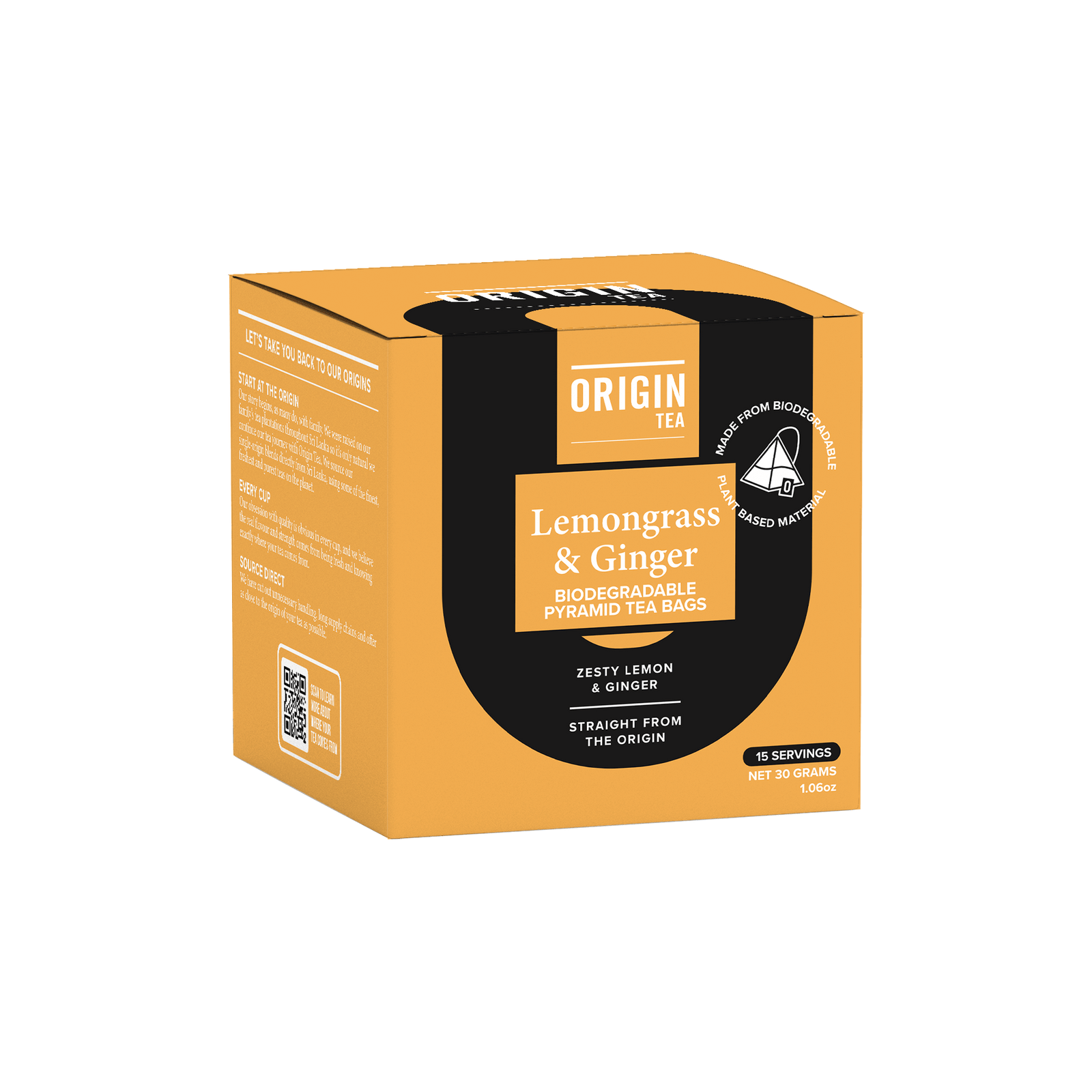 Origin Tea - Lemongrass Ginger Caffeine Free Pyramid Herbal Tea Bags